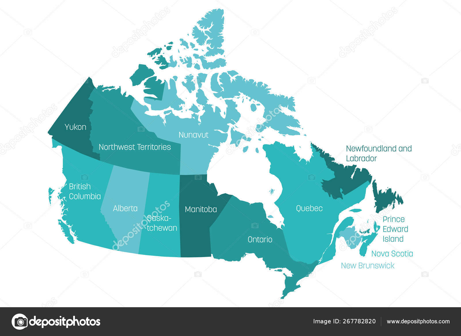 Mapa Do Canada Rotulado Mapa Político Colorido Canadá Com Camadas