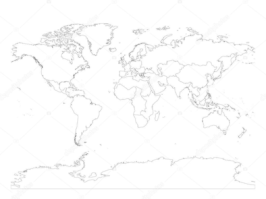 200以上 flat world map outline simple 336459