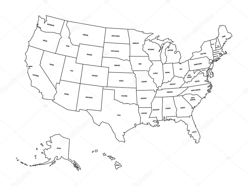 Estados Unidos Mapa Estados Con Nombres