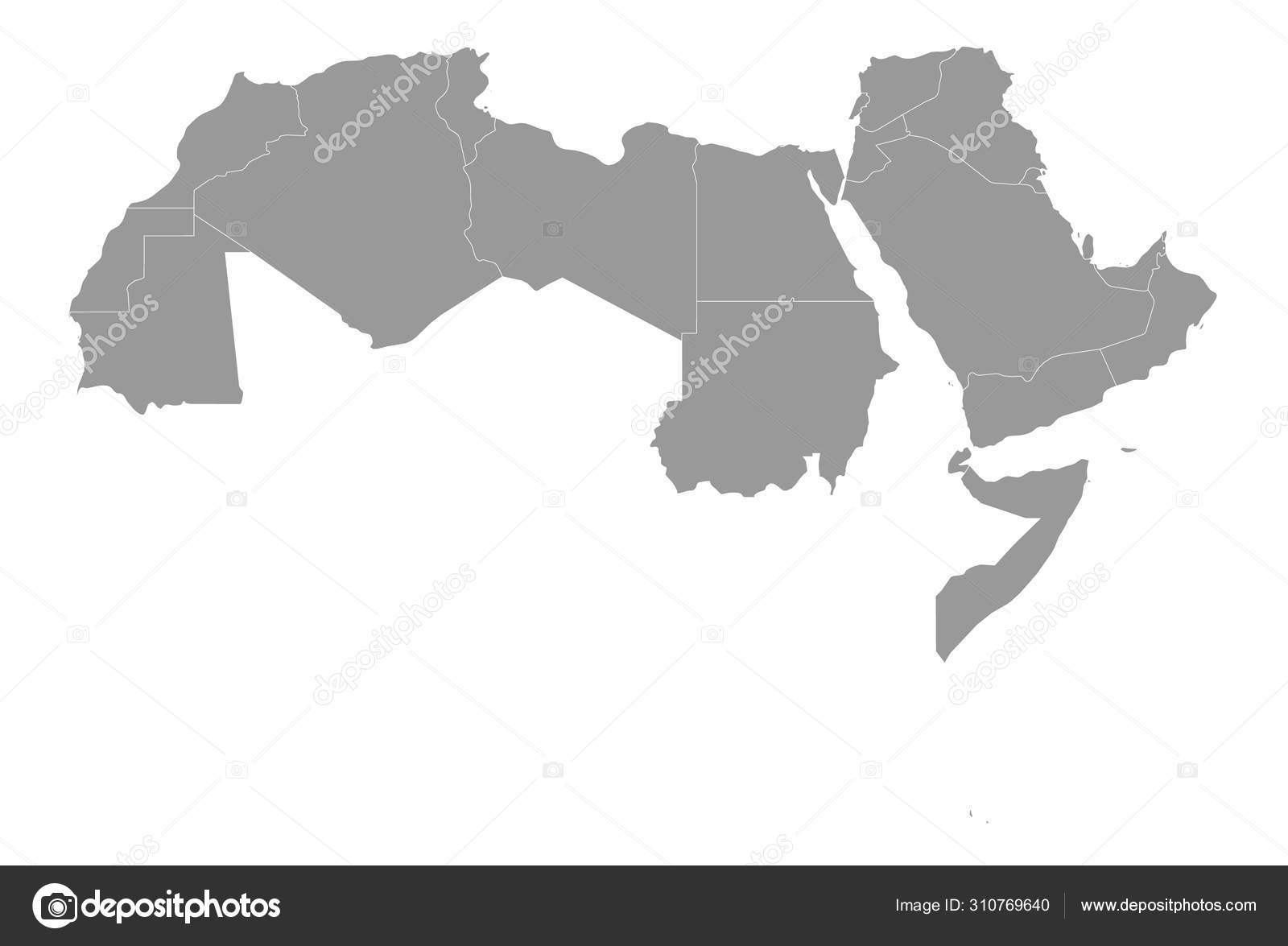 O mapa político dos estados árabes do mundo com higlit 22 países arabic ...