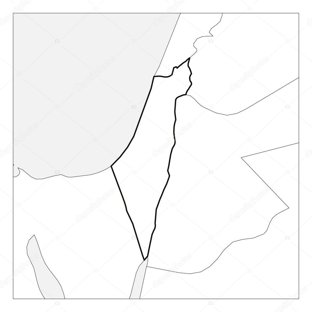 Map of Israel black thick outline highlighted with neighbor countries ...