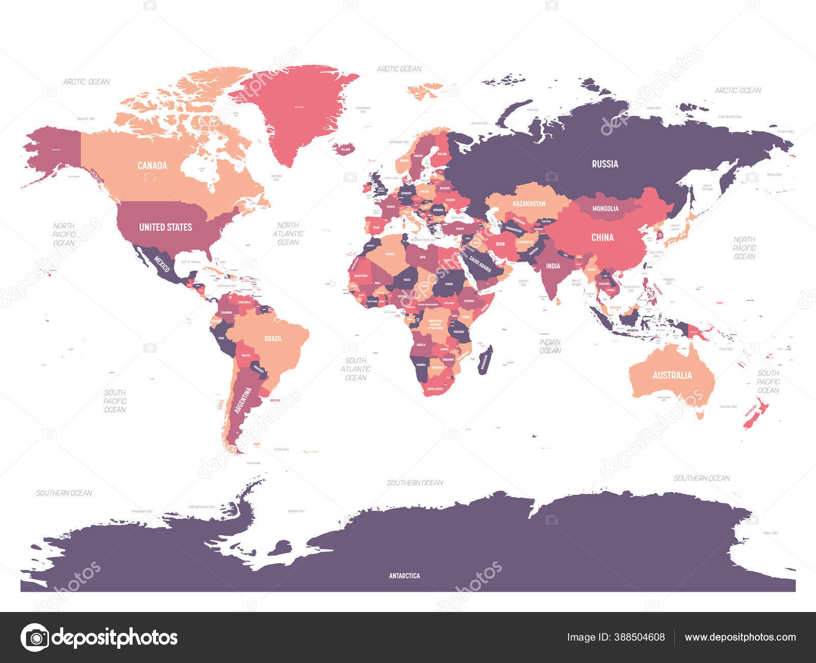 Image vectorielle Carte du monde. Carte politique détaillée du monde ...