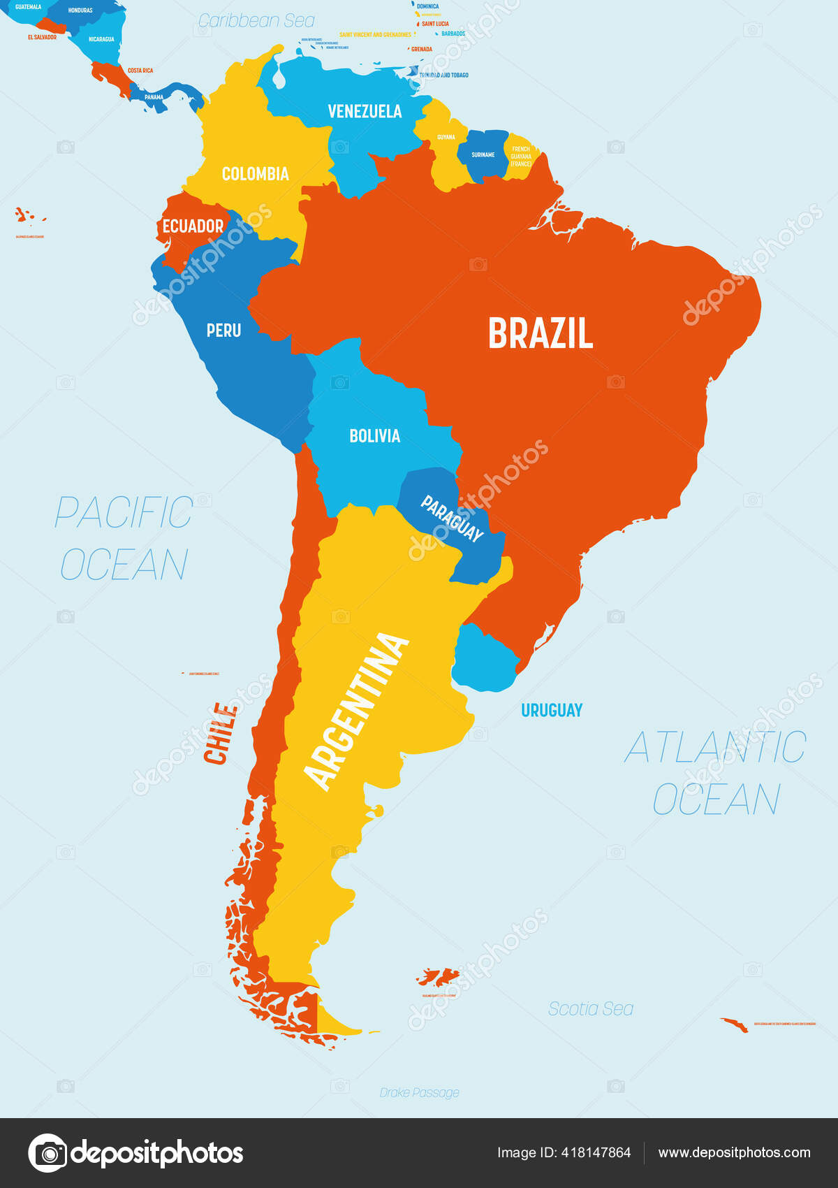 Mapa Del Continente De América Del Sur