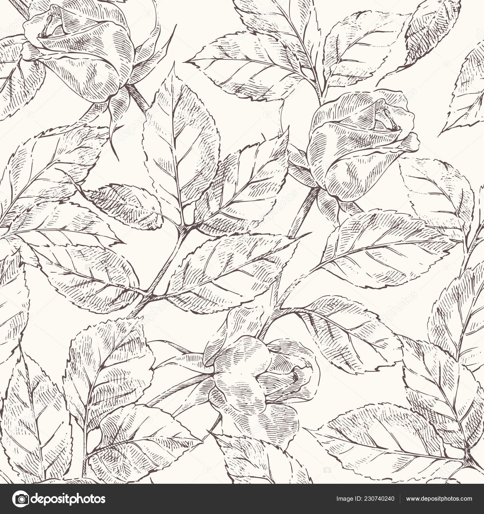 Sketch roses pattern Stock Vector Image by ©JalloM #230740240