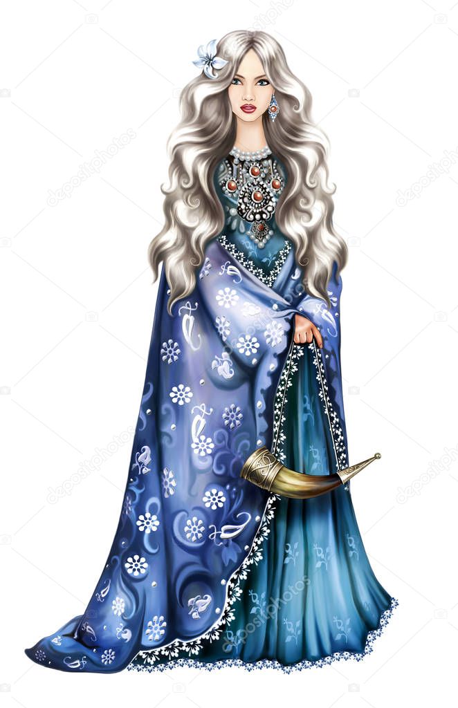 hermosa chica elfa sobre fondo blanco 2022