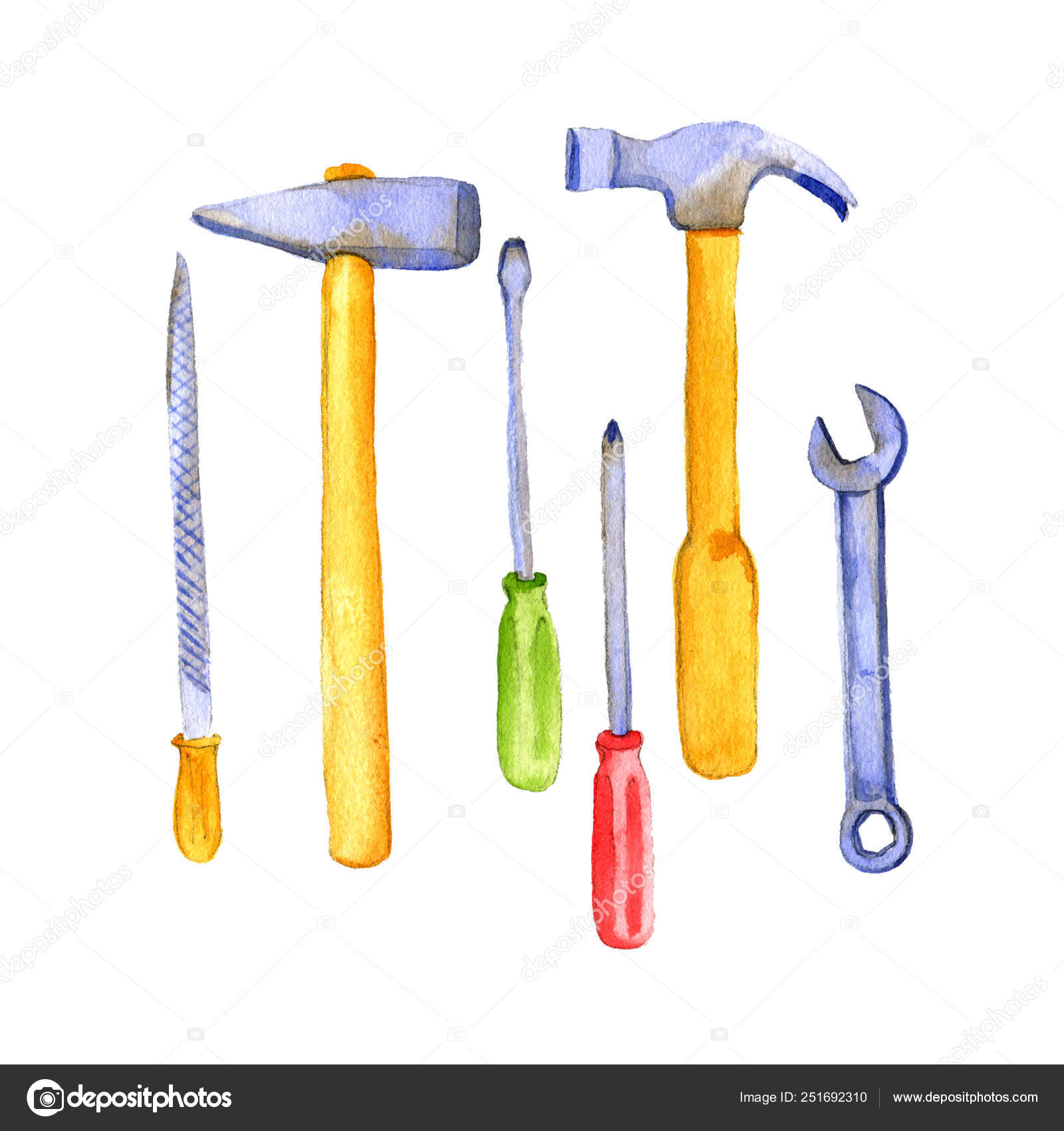 Instrumentos de dibujo acuarela Ilustración de stock de ©cat_arch_angel ...