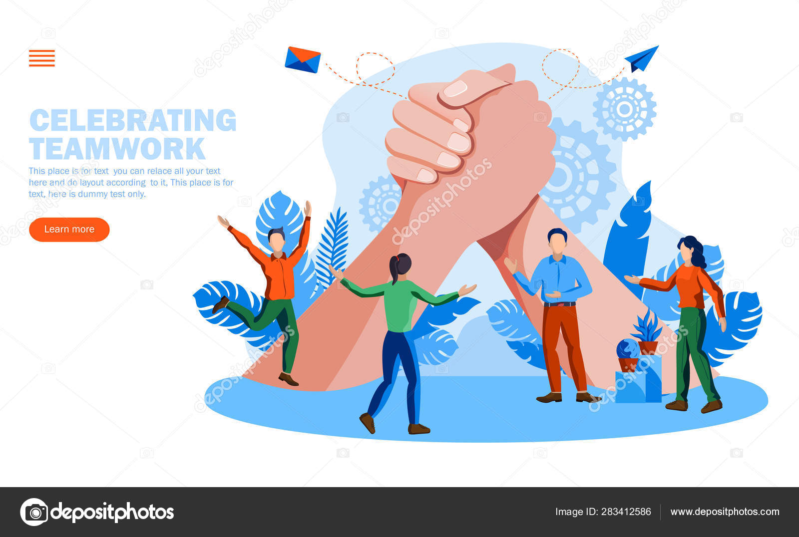 People celebrating teamwork and togetherness with discussion in front ...