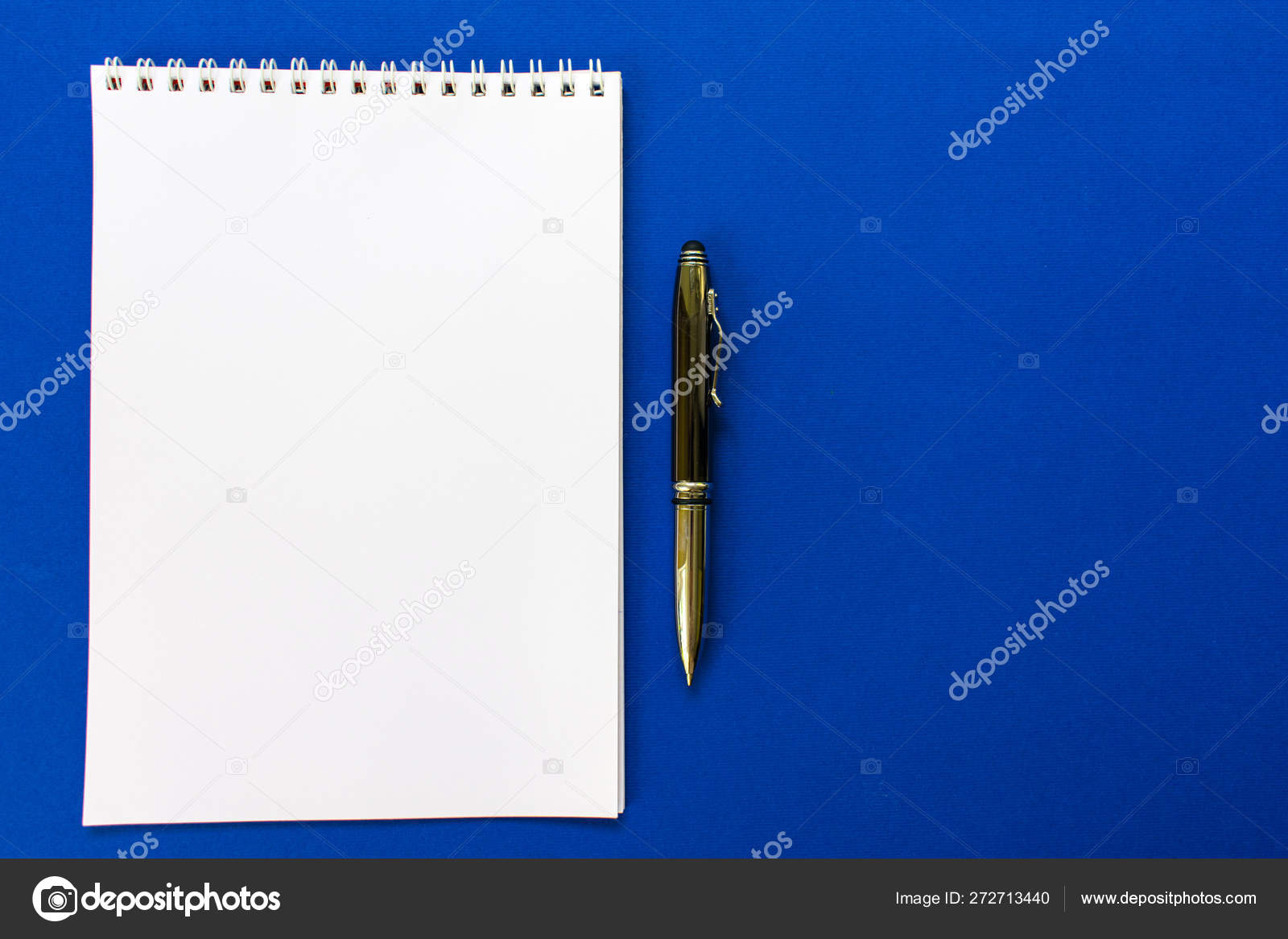 Design Concept Top View Spiral School Notebook Pens Collection Blue ...