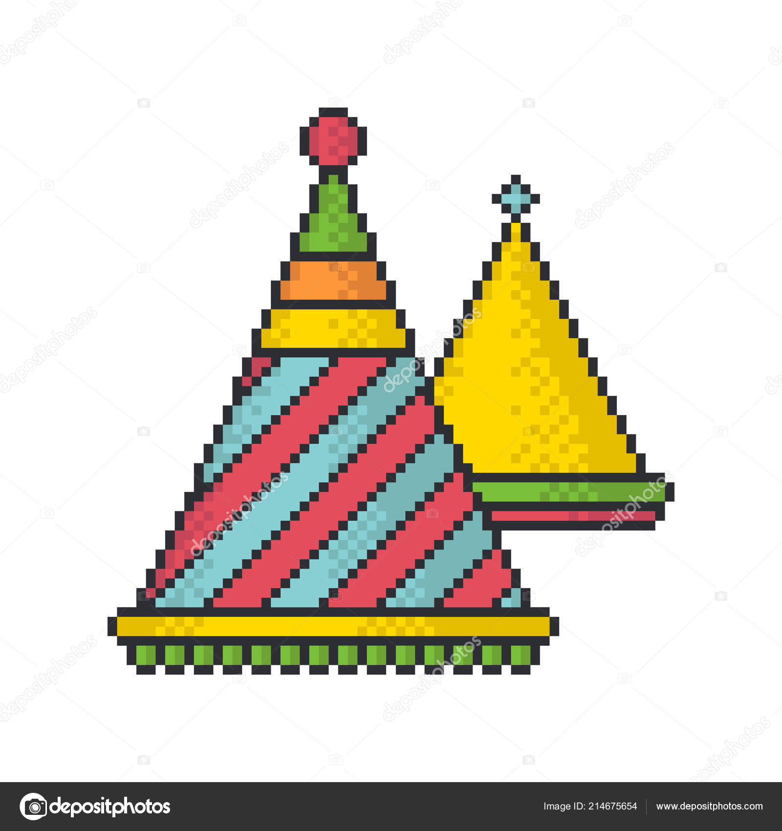 Party Caps Pixel Art Style Vector Icon White Background Stock Vector by ...