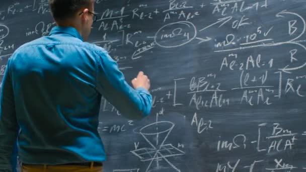 Brilliant Young Mathematician Approaches Big Blackboard Finishes ...