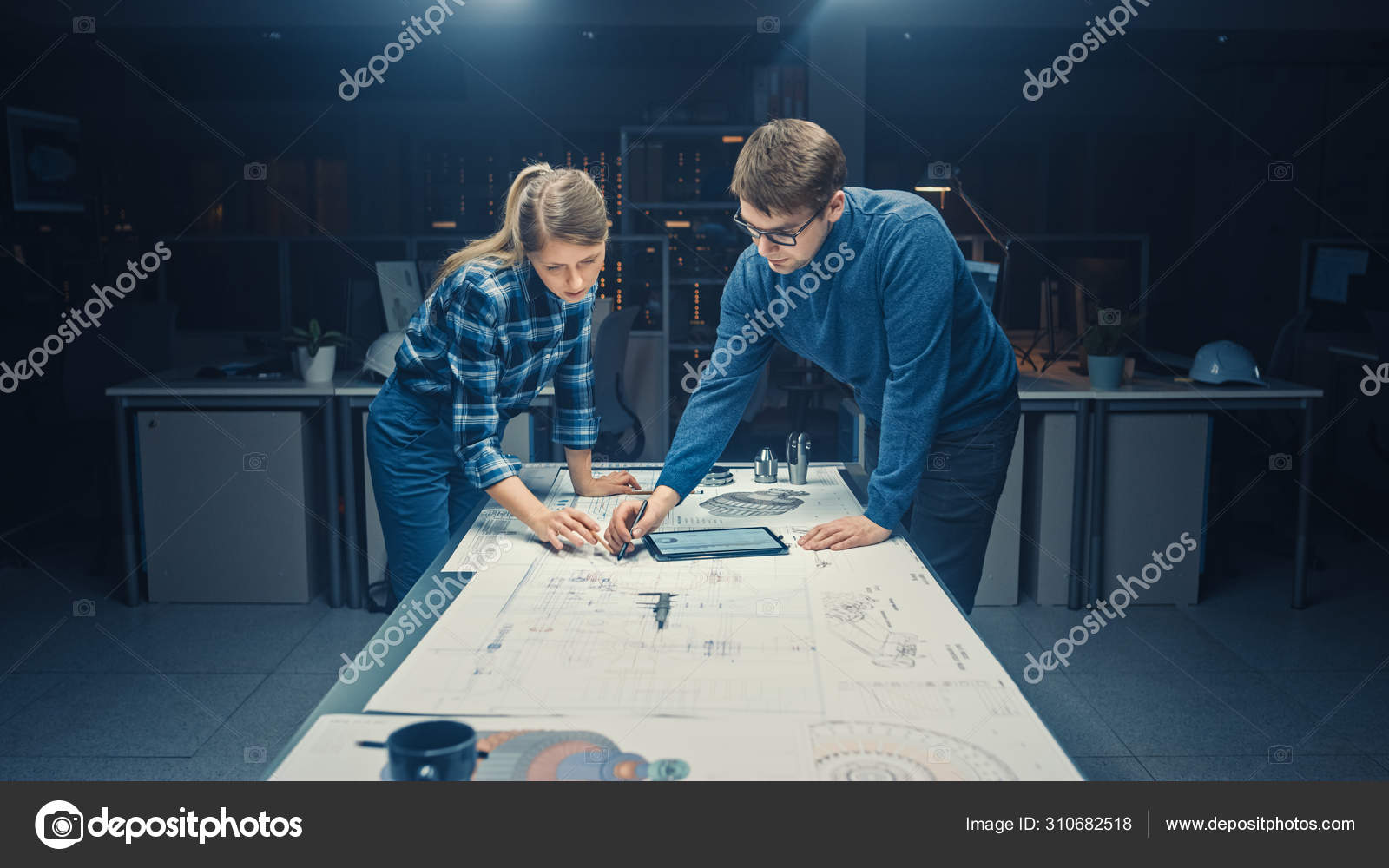 In the Dark Industrial Design Engineering Facility Male and Female ...