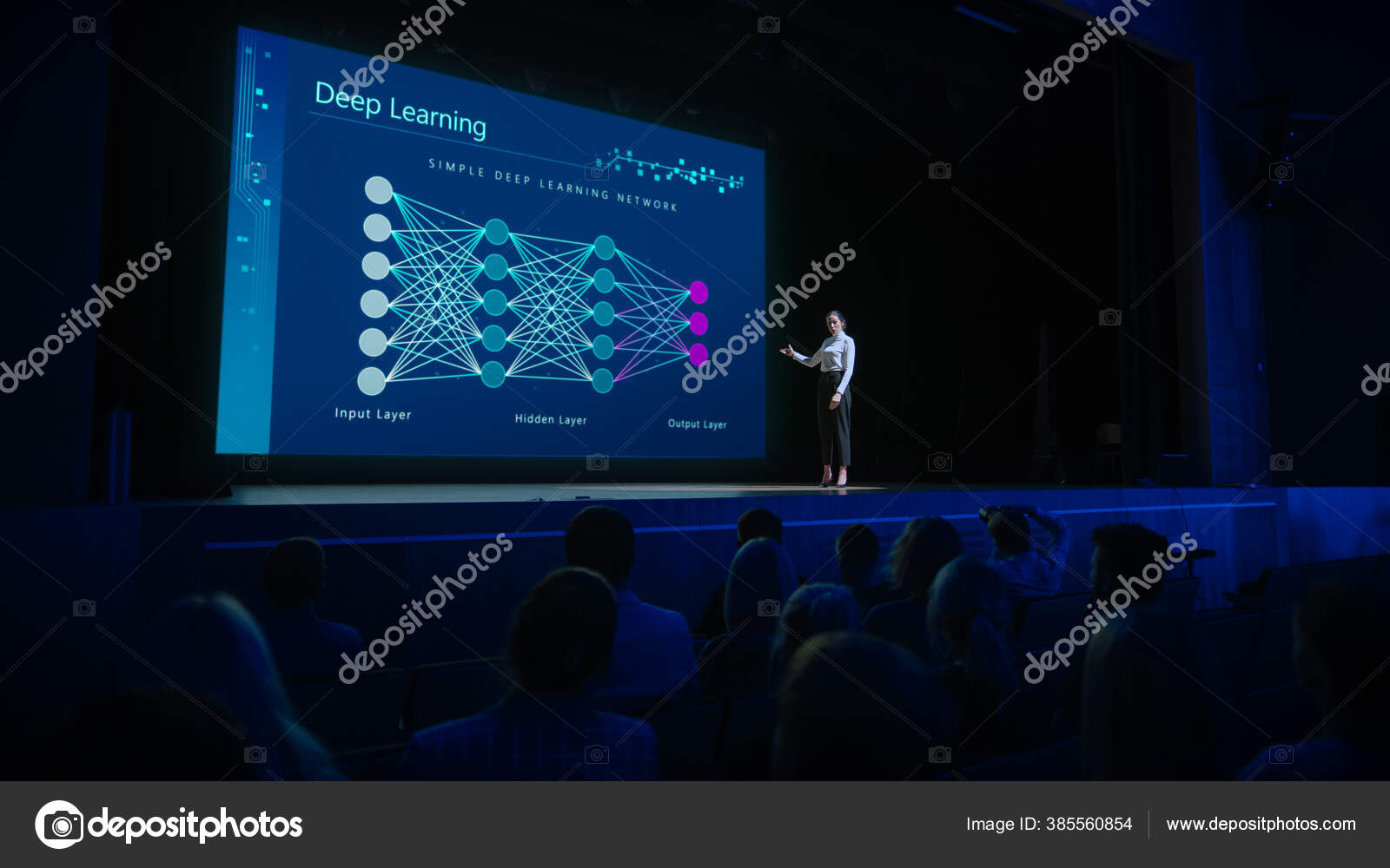 Computer Science Startup Conference: On Stage Speaker Does Presentation ...