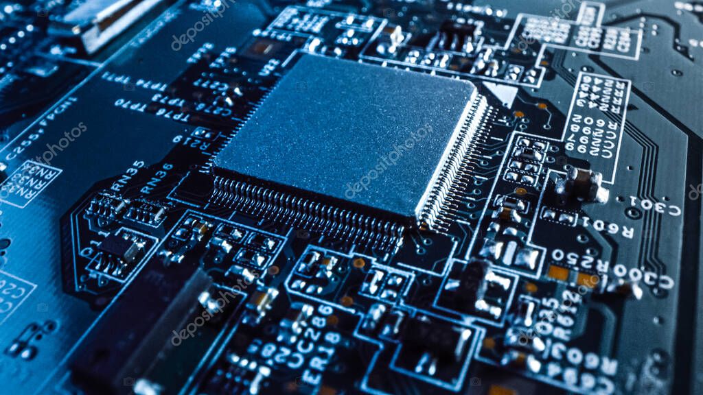 Primer plano Macro Shot de un microchip, procesador de CPU con placa ...