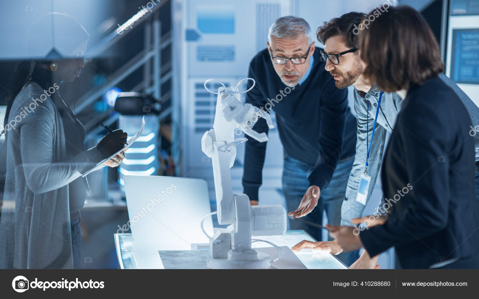 Engineers Meeting in Robotic Research Laboratory: Engineers, Scientists ...