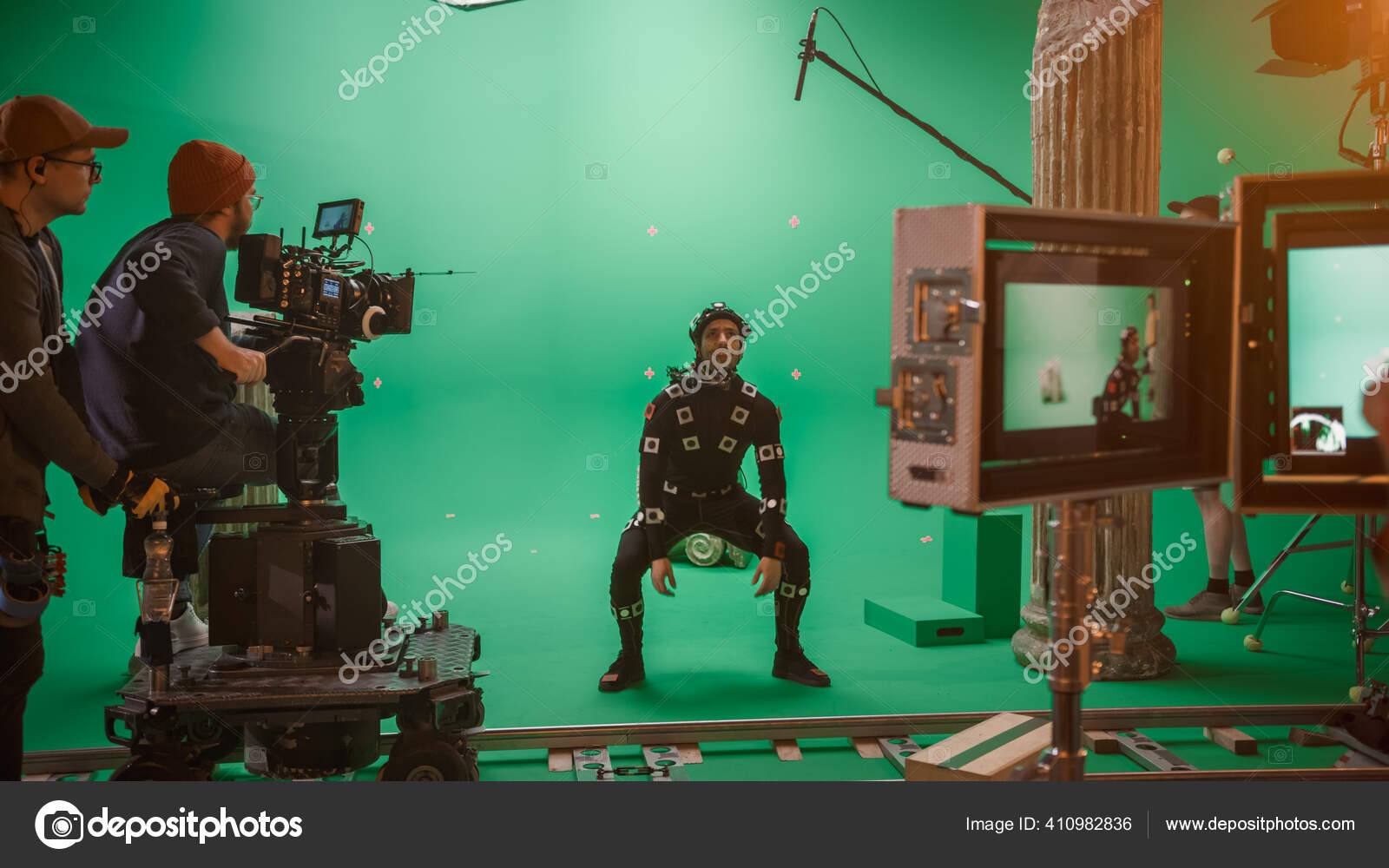 In the Big Film Studio Professional Crew Shooting Blockbuster Movie ...