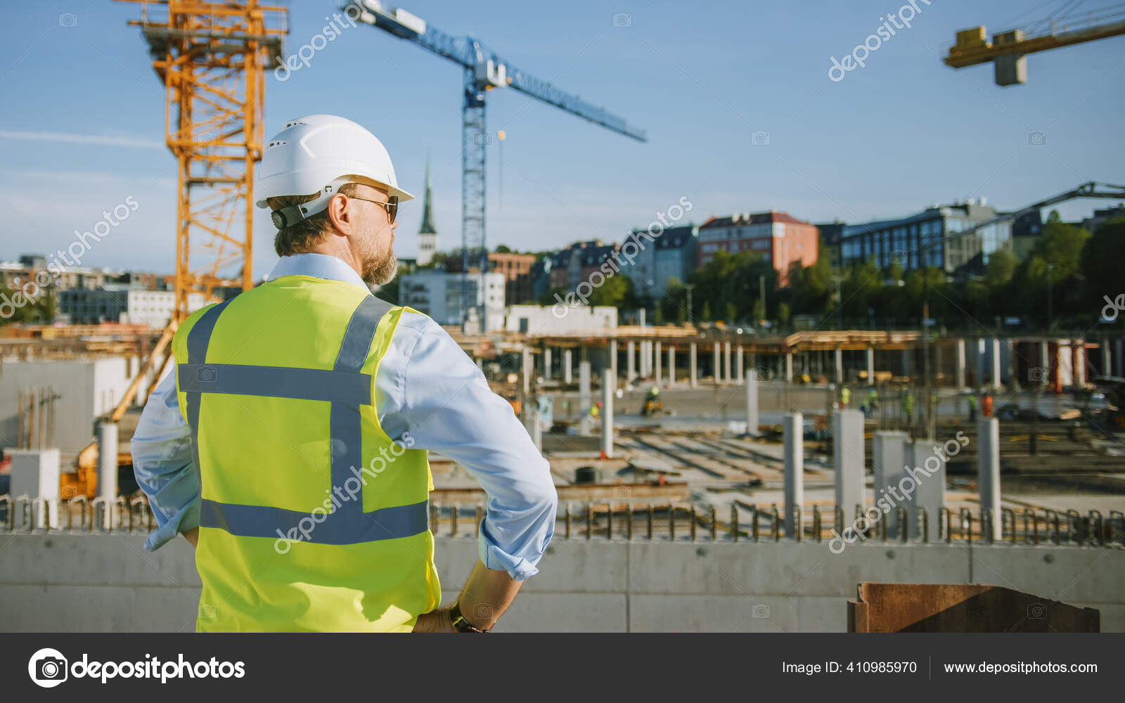 Confident Bearded Head Civil Engineer-Architect in Sunglasses is ...