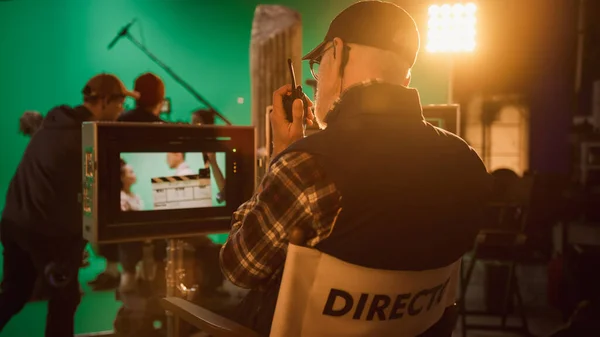 Director Gives Commands Shooting History Movie Green Screen CGI Scene ...