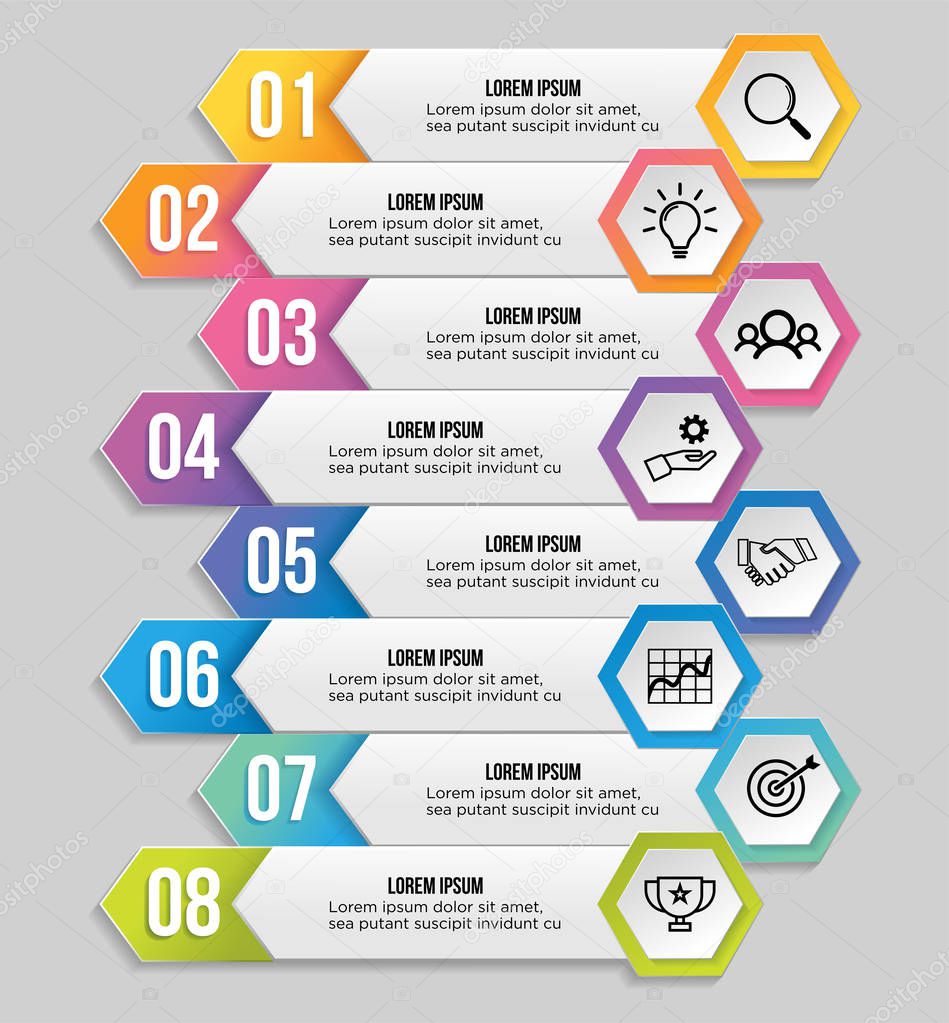 Plantilla de dise o de infograf a vectorial con pasos de opciones y mercado 2024