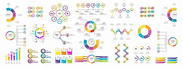 Mega Set Various Flowcharts Schemes Diagrams Simply Color Editable ...