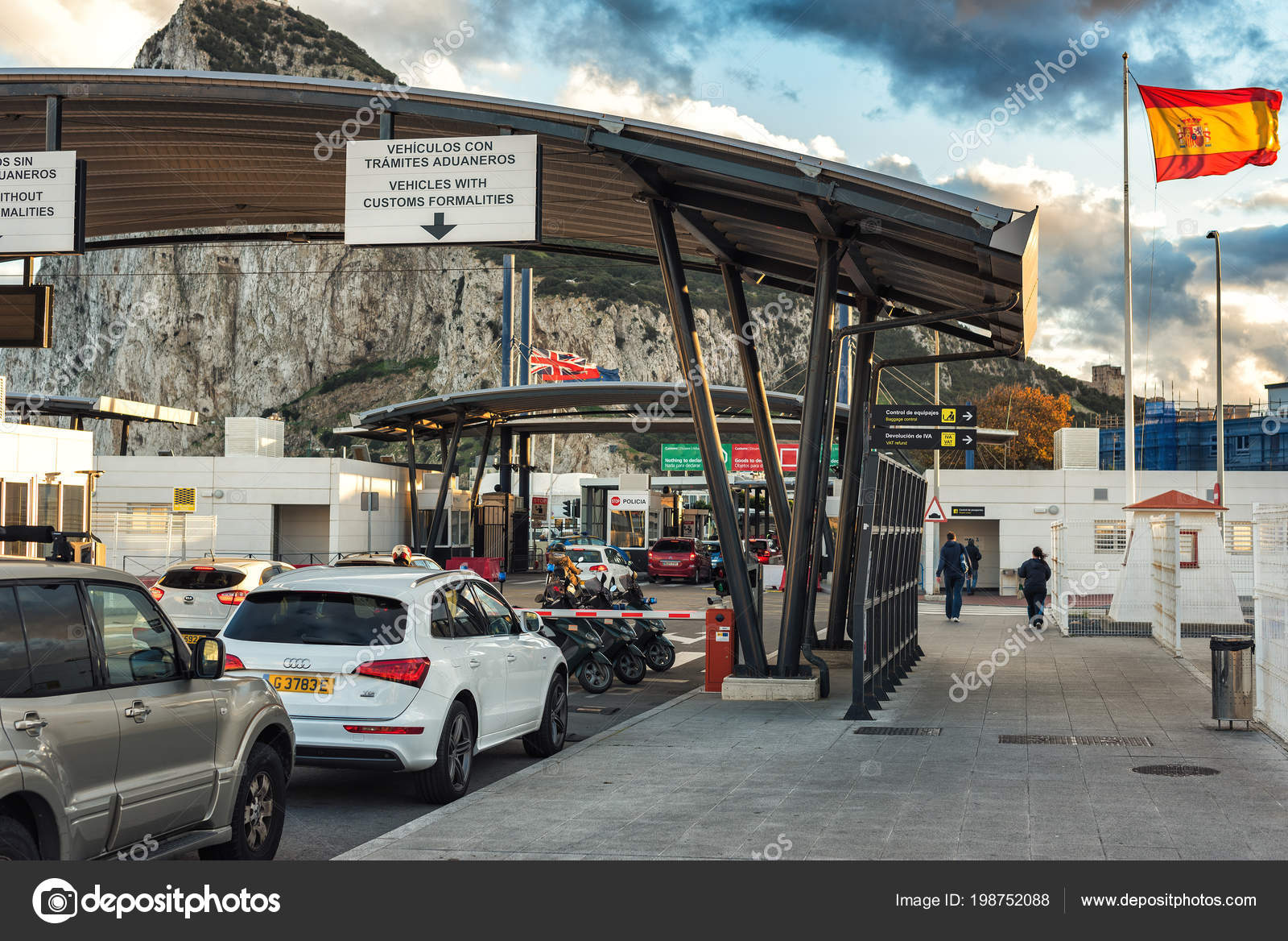 Gibraltar Europe December 2017 Customs Control Point Spanish Border ...