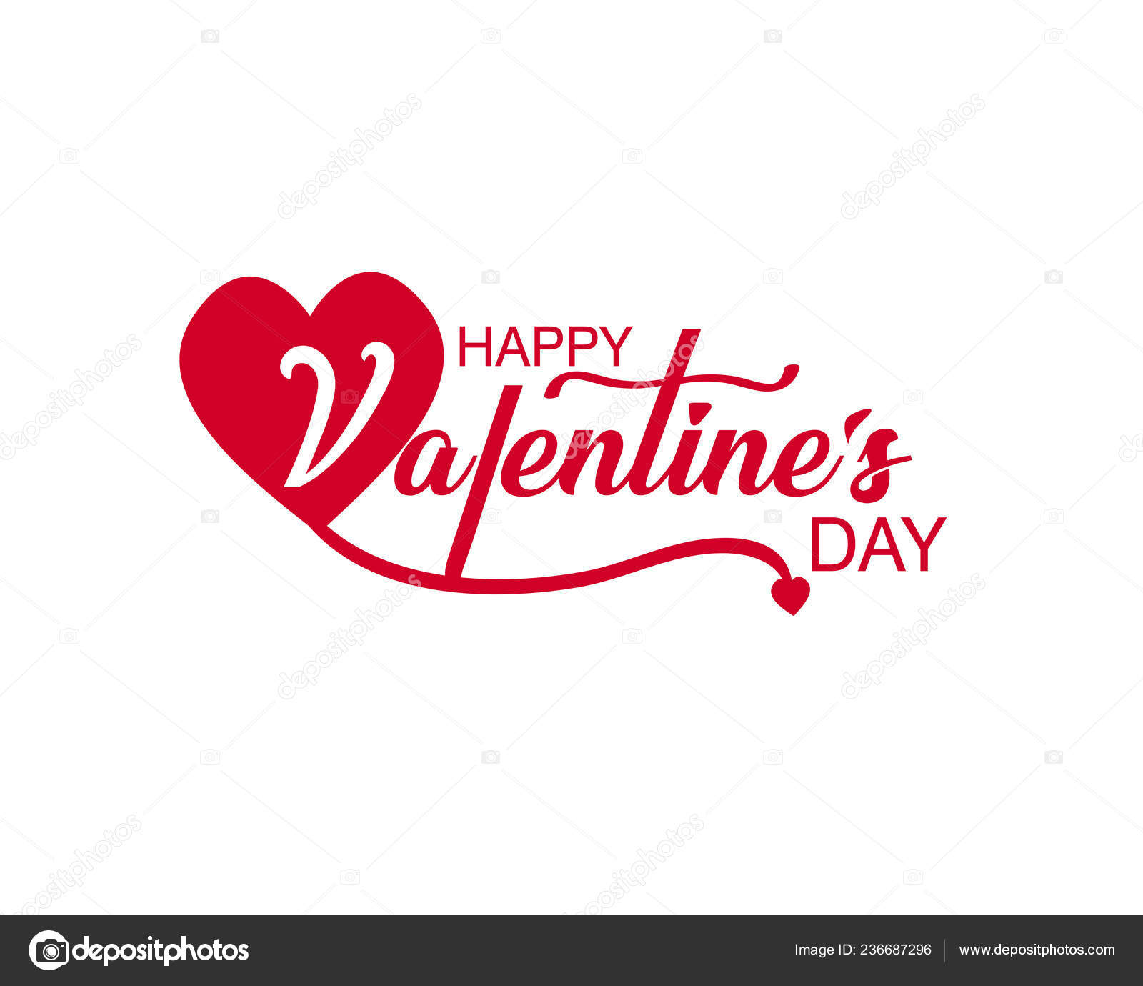 Sketsa Tangan Happy Valentine Day Teks Sebagai Hari Valentine Logo ...