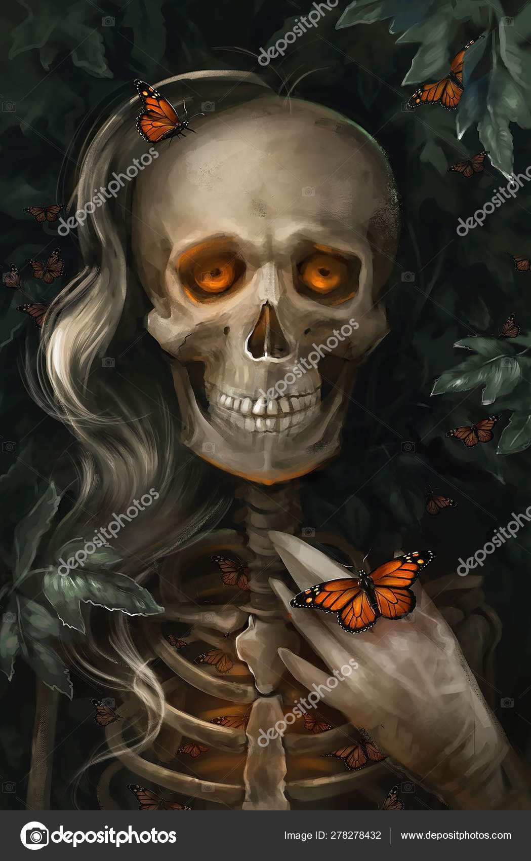 Skeleton Girl Painting