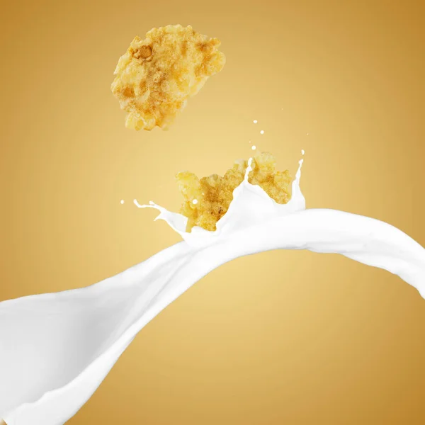 Corn Flakes Falling into Milk Splash Stock Photo by ©somchaij 77226693
