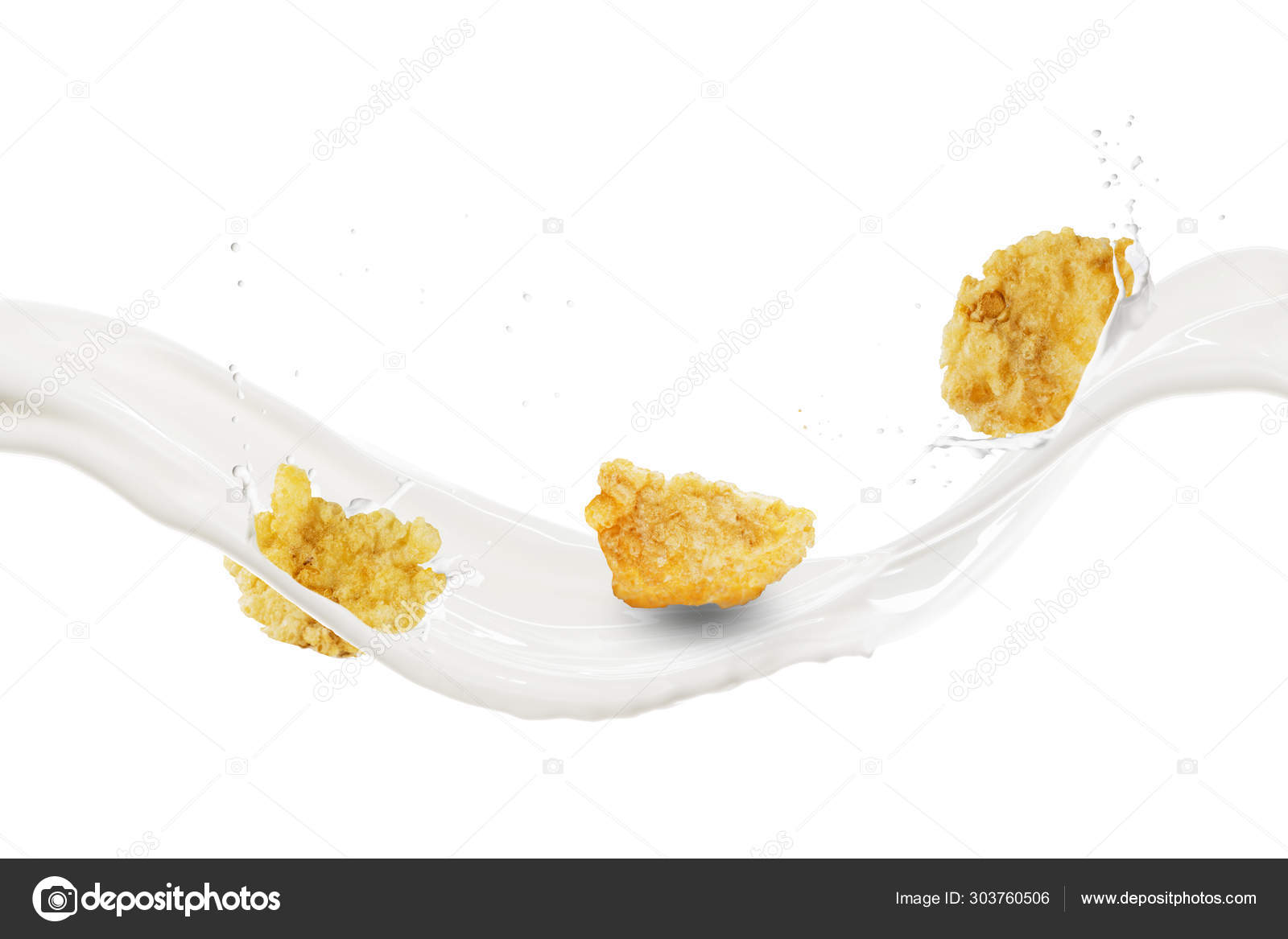Corn Flakes Milk Splash Background Stock Photo by ©somchaij 303760506