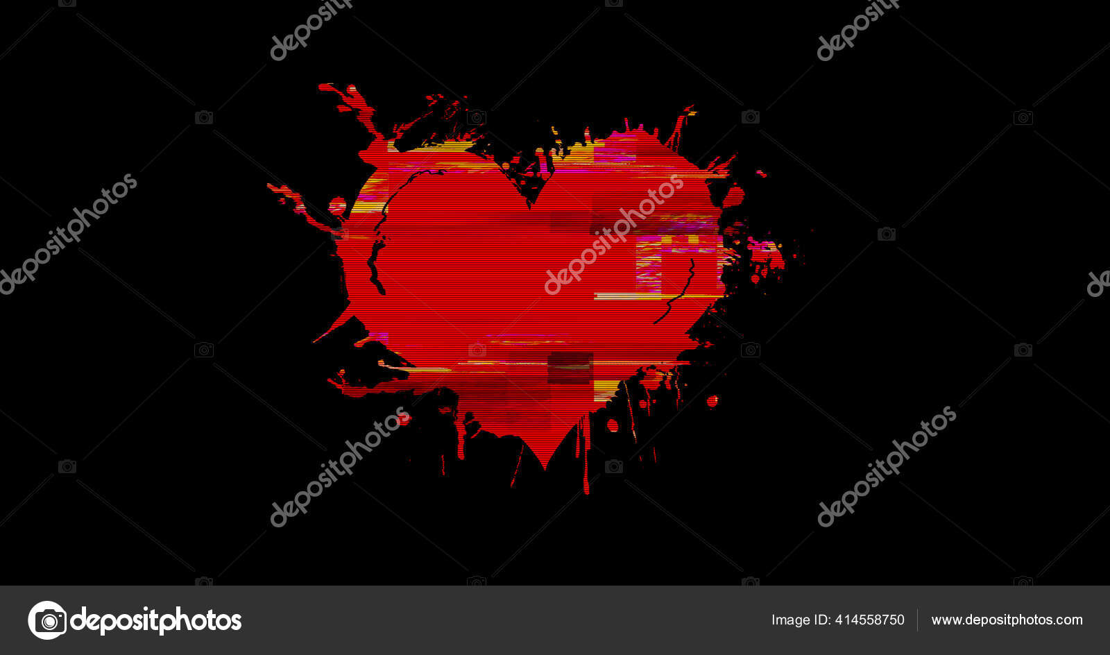 Heart Symbol Distorted Glitch Effect Rendering Illustration Love Cardio ...