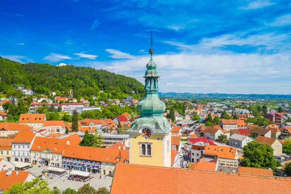 Croatia Town Samobor Aerial View Main Square Church Tower Red — Stock ...