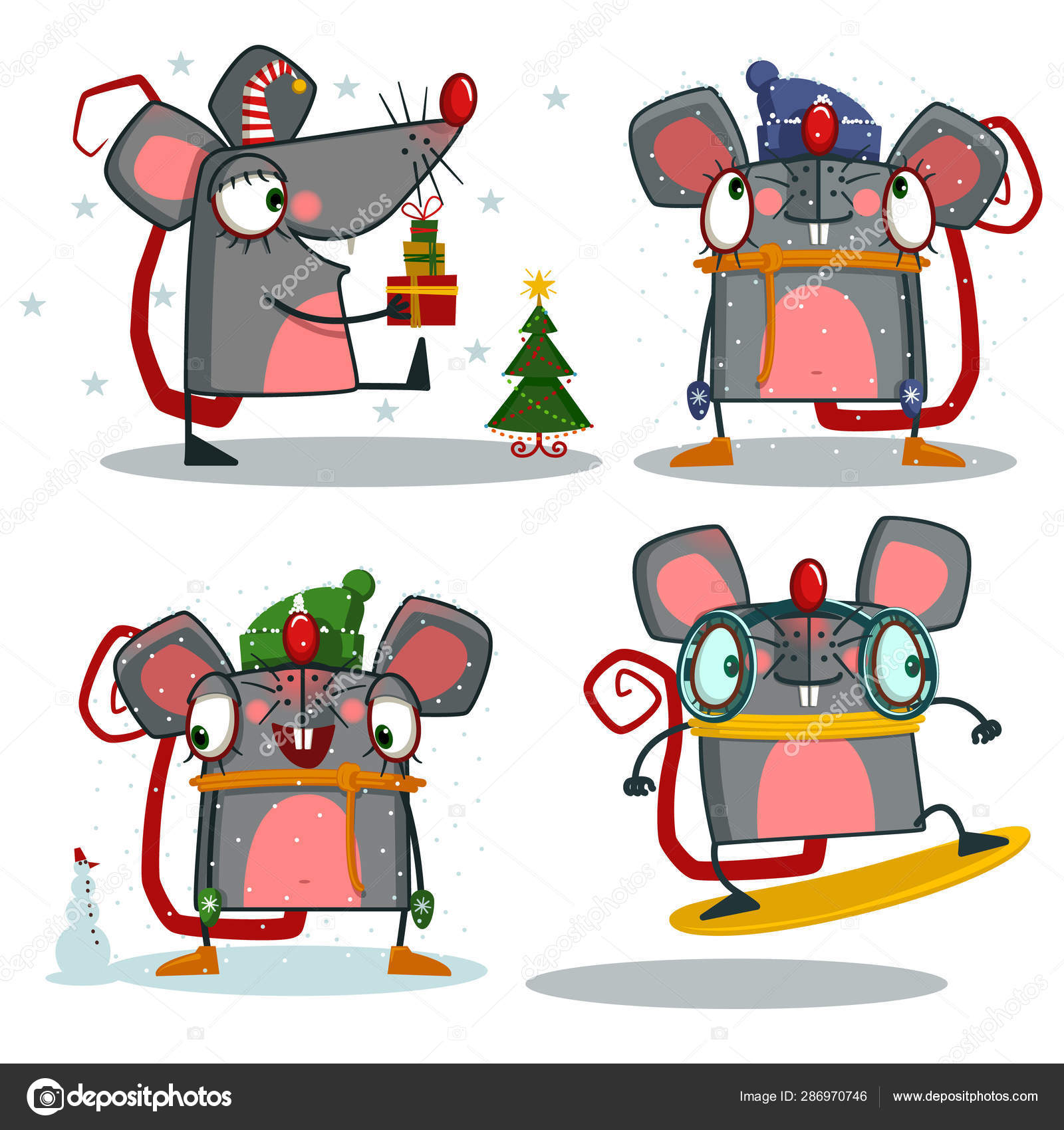 Lindo Vector Rata Dibujos Animados Set Winter Stock Vector by ...