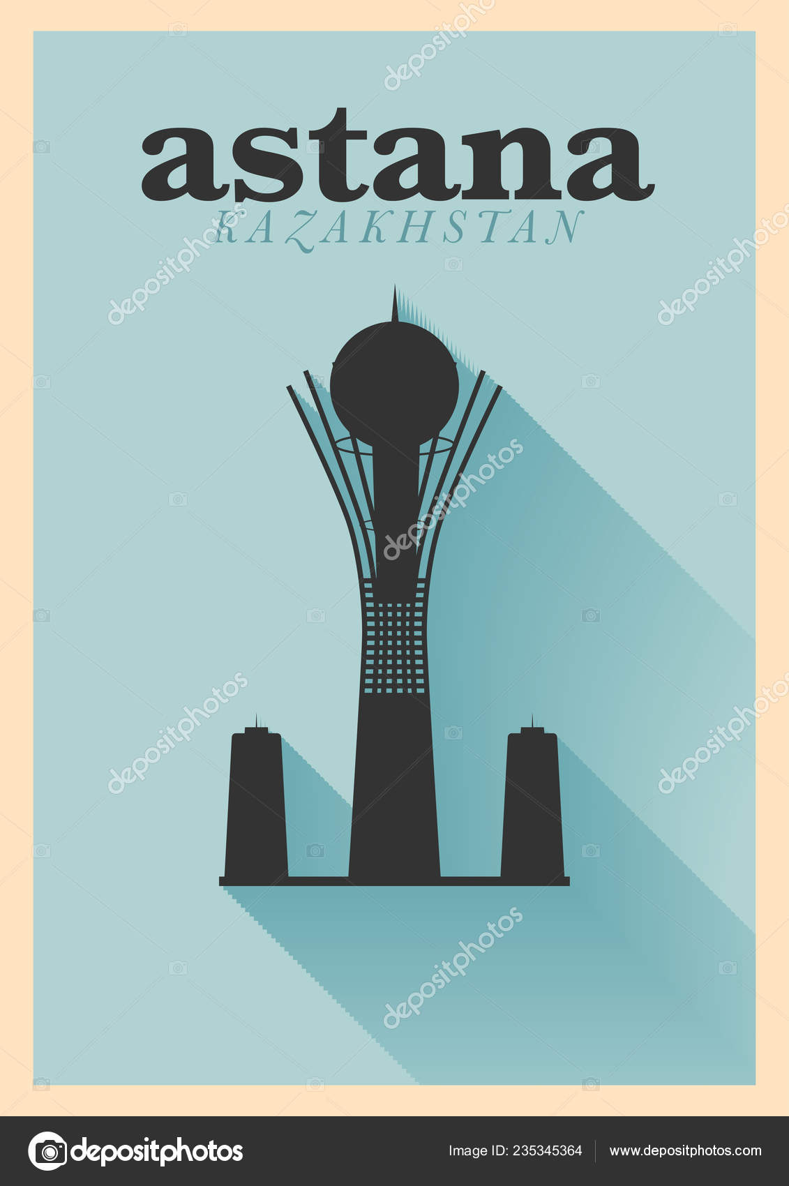 Landmark Design Kazakhstan Astana City Tower Vector — Stock Vector ...