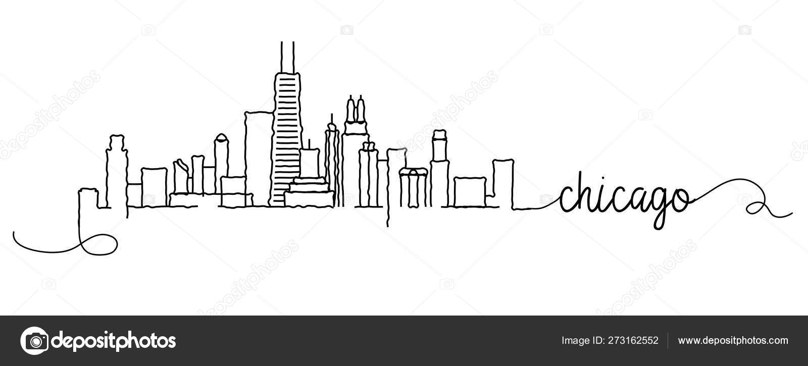 Simple Chicago Skyline Drawing