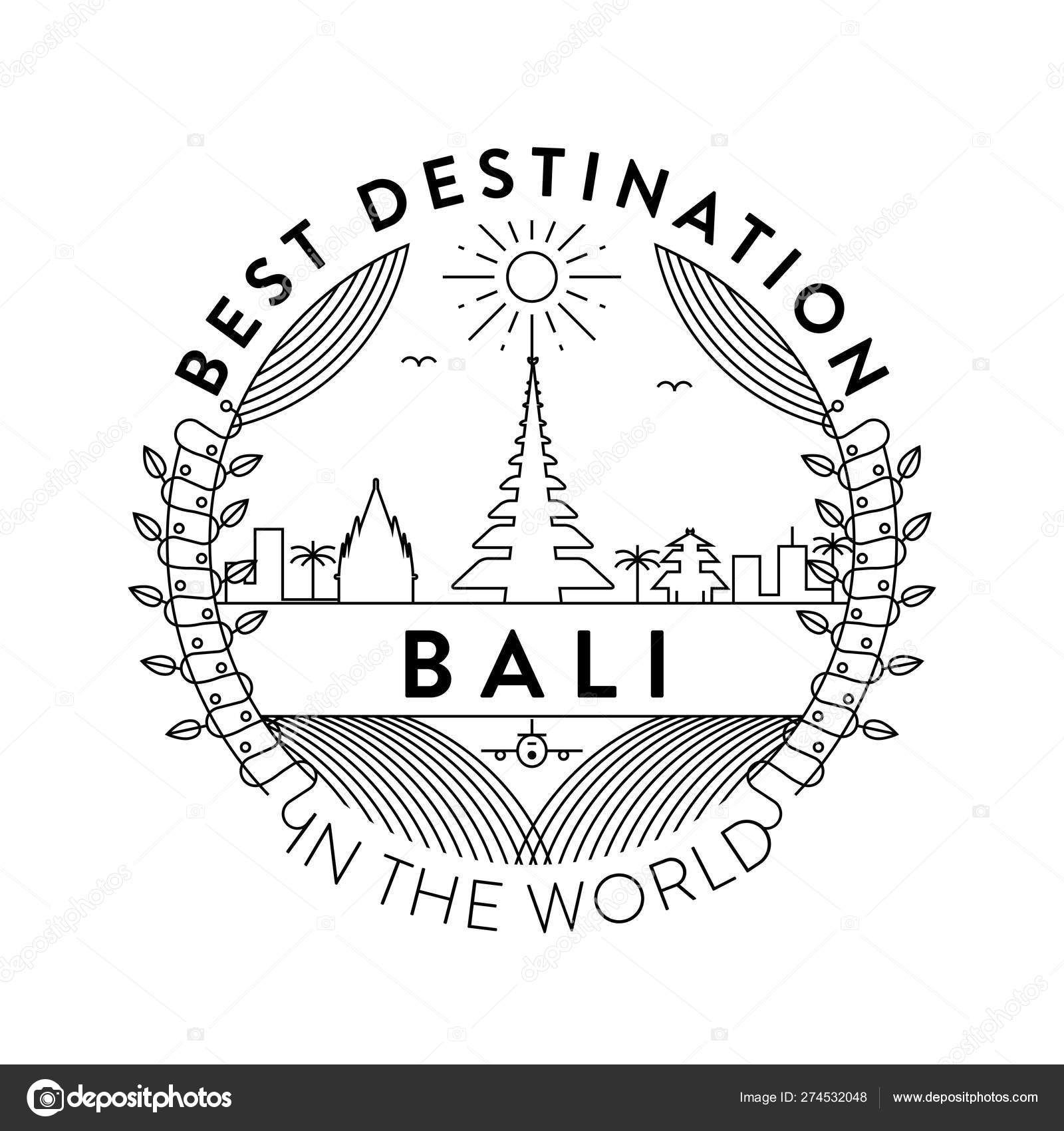 Linear Badge Typographic Design Island Emblem Bali Stock Vector by ...