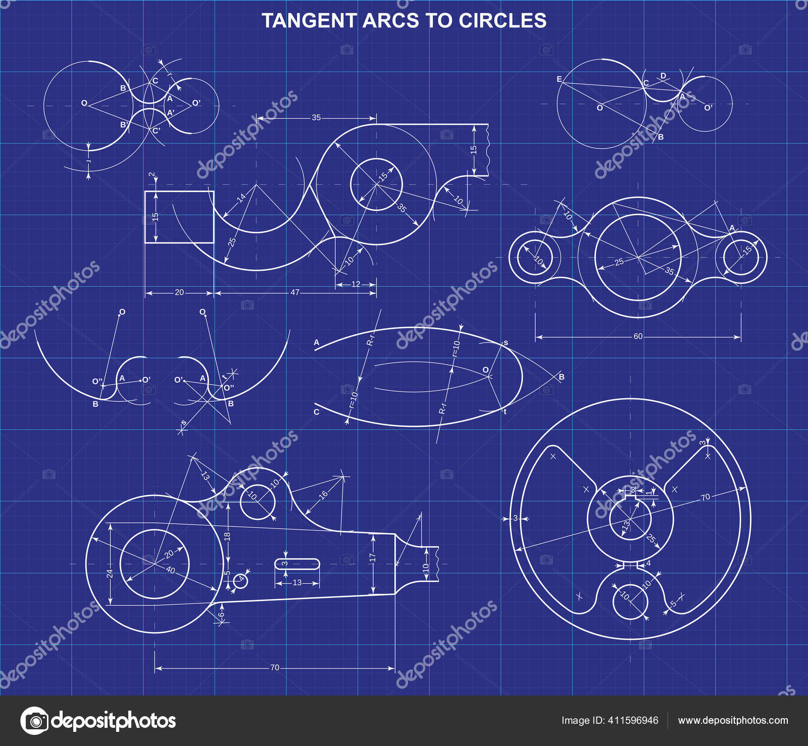 Tangent Arcs Circles Technic Background Stock Vector by ©angusgrafic ...