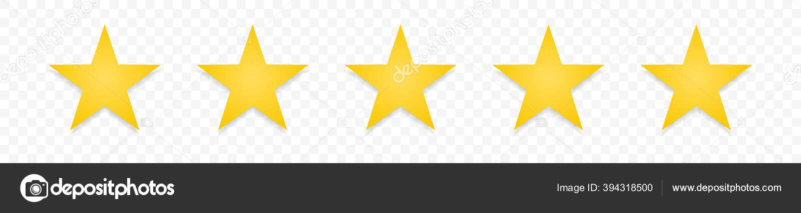 Quality Rating Symbols Set Five Pointed Yellow Stars Shadow Isolated ...