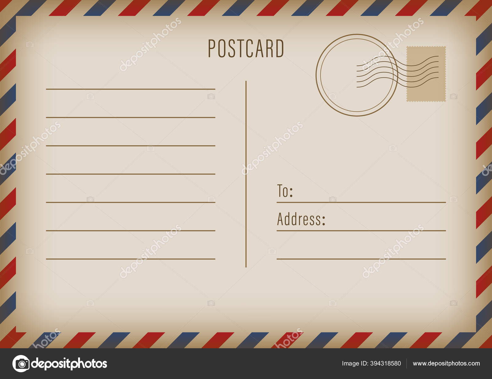 Vintage Postcard Back Template