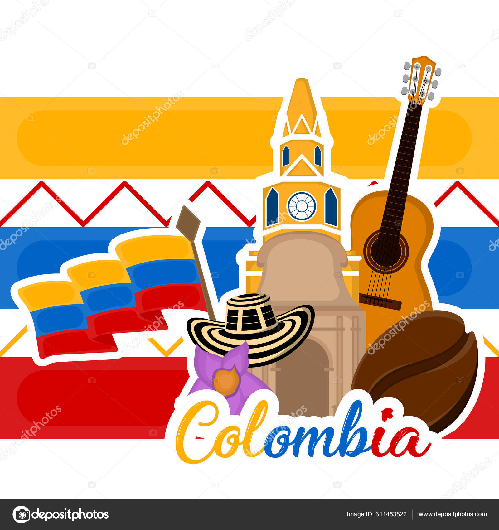 Imagen representativa de Colombia Vector de stock #311453822 de ©JoKalar01