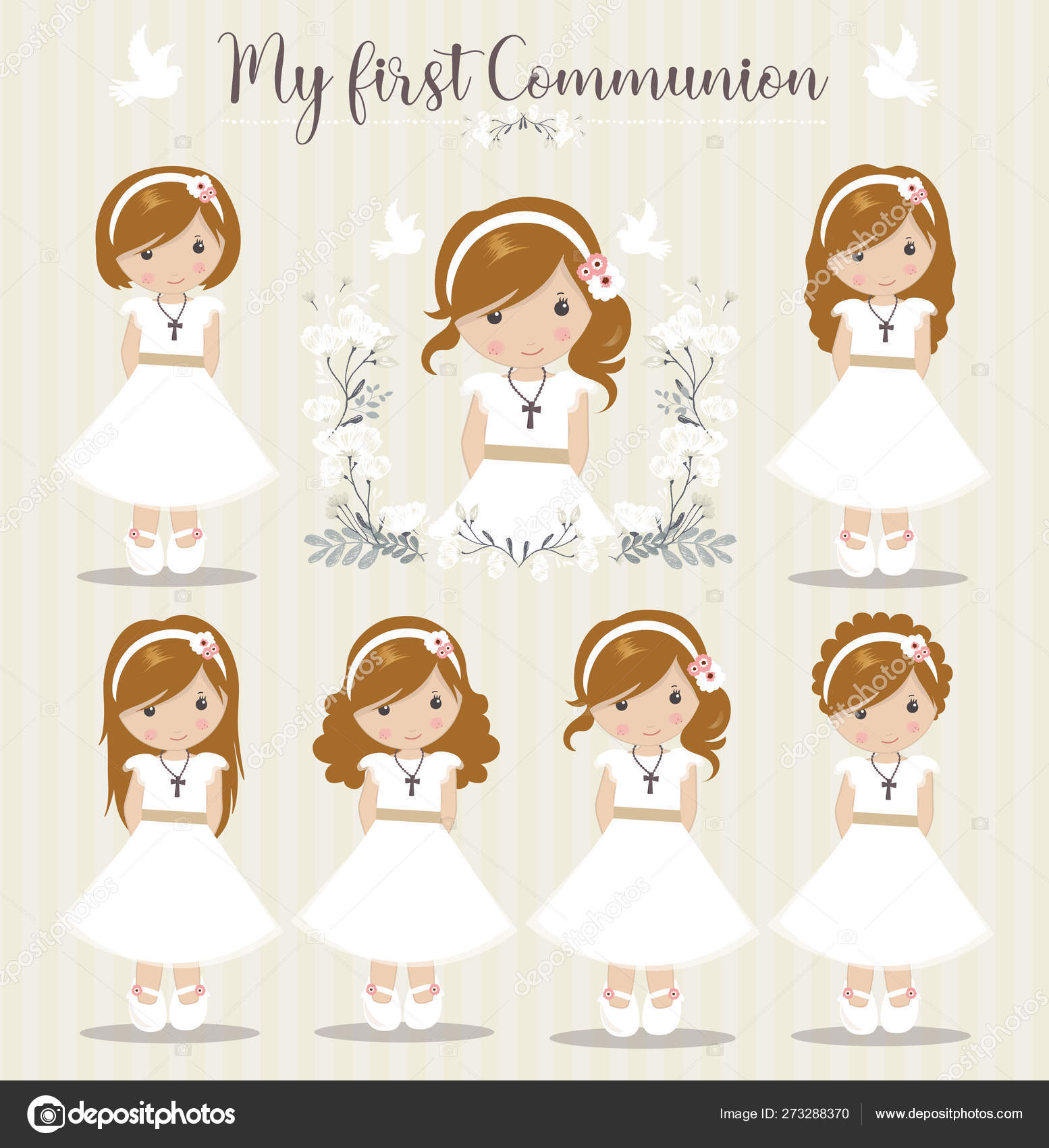 Lovely Set Girls First Communion Stock Vector Image by ©kikinunchi ...