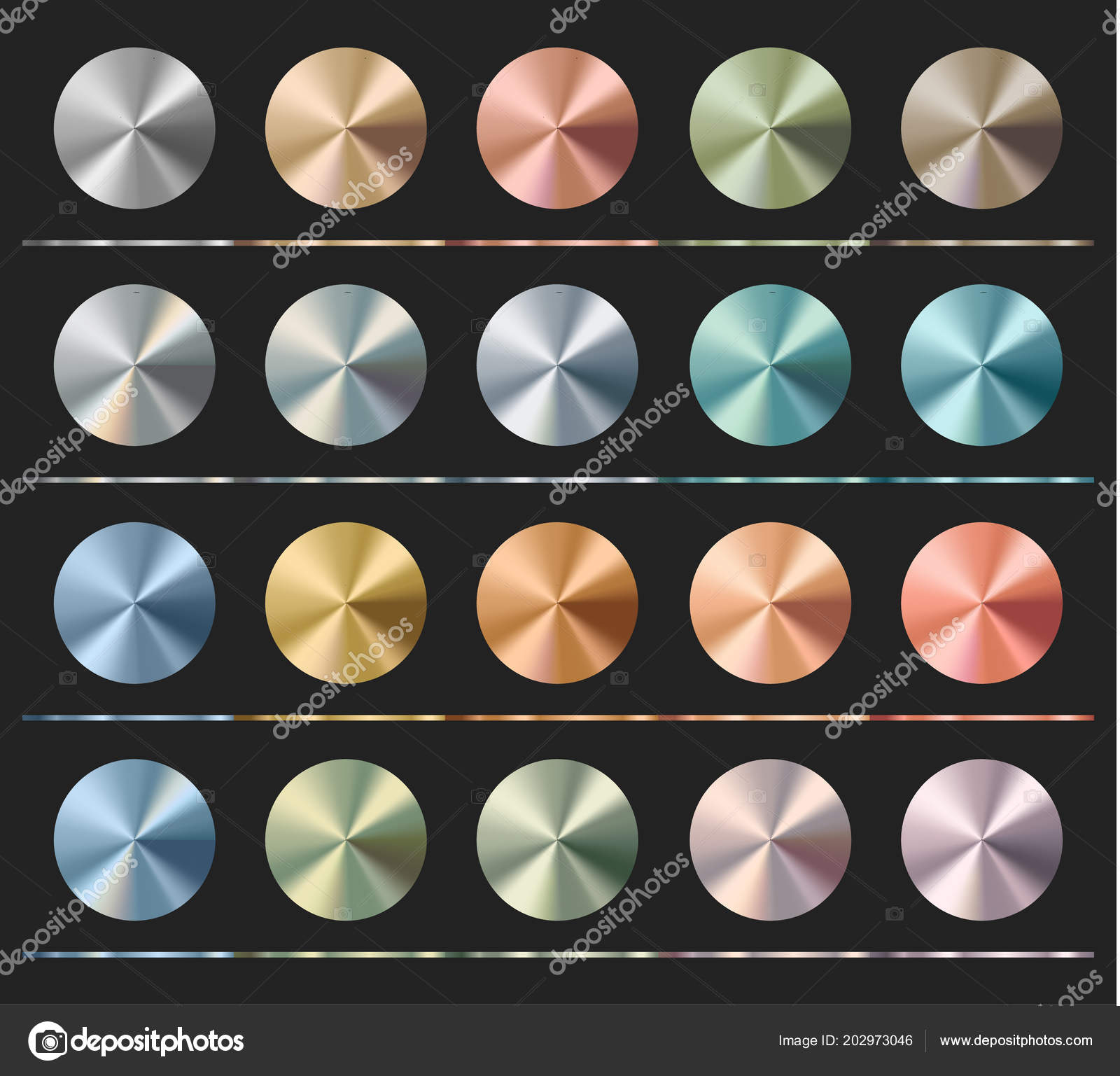 Gradients set template, metallic texture, radial glossy background ...