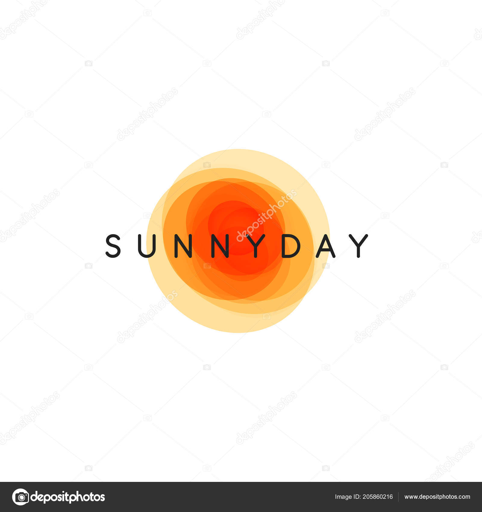 Sunny day, abstract sun, vector logo template, round orange shapes with ...