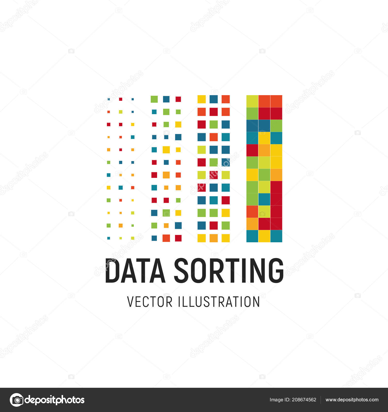 Data sorting vector illustration. Big data base vector emblem ...