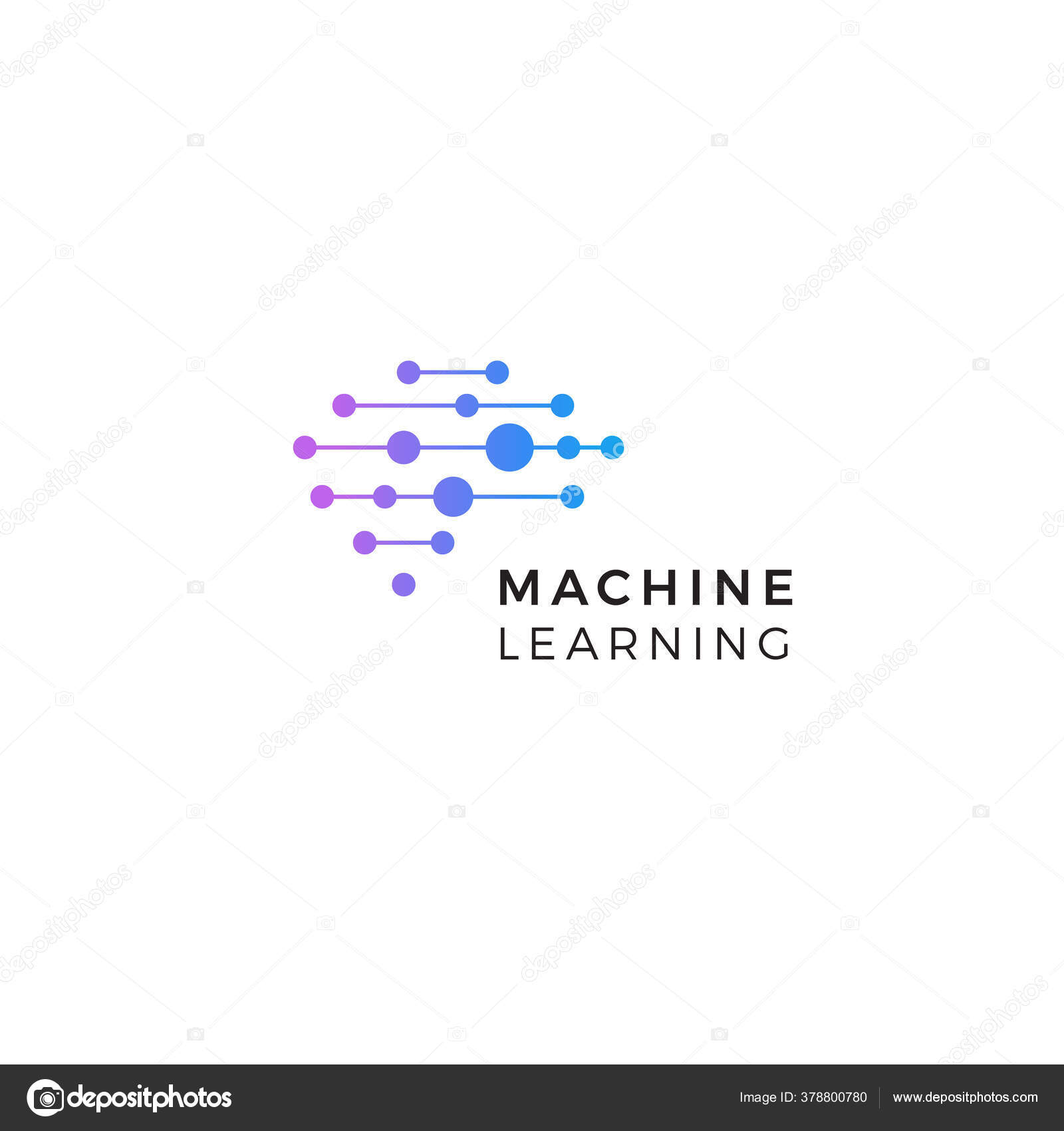Machine learning logo. Neurons connections, synapses emblem. Neural ...