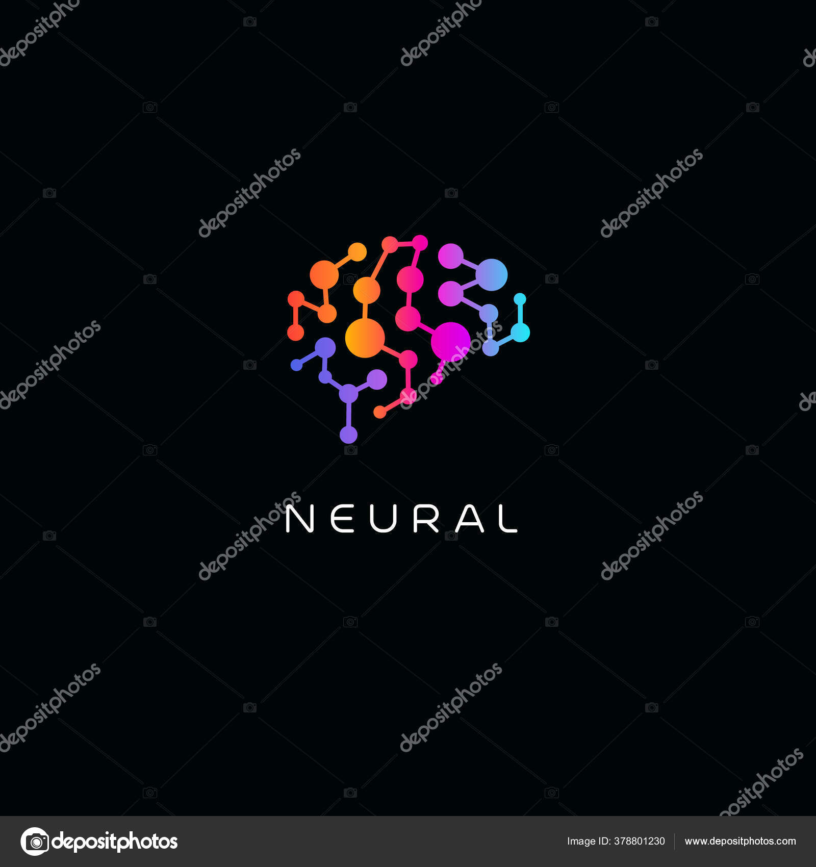 Neural network logo. Human brain emblem. Artificial intelligence icon ...