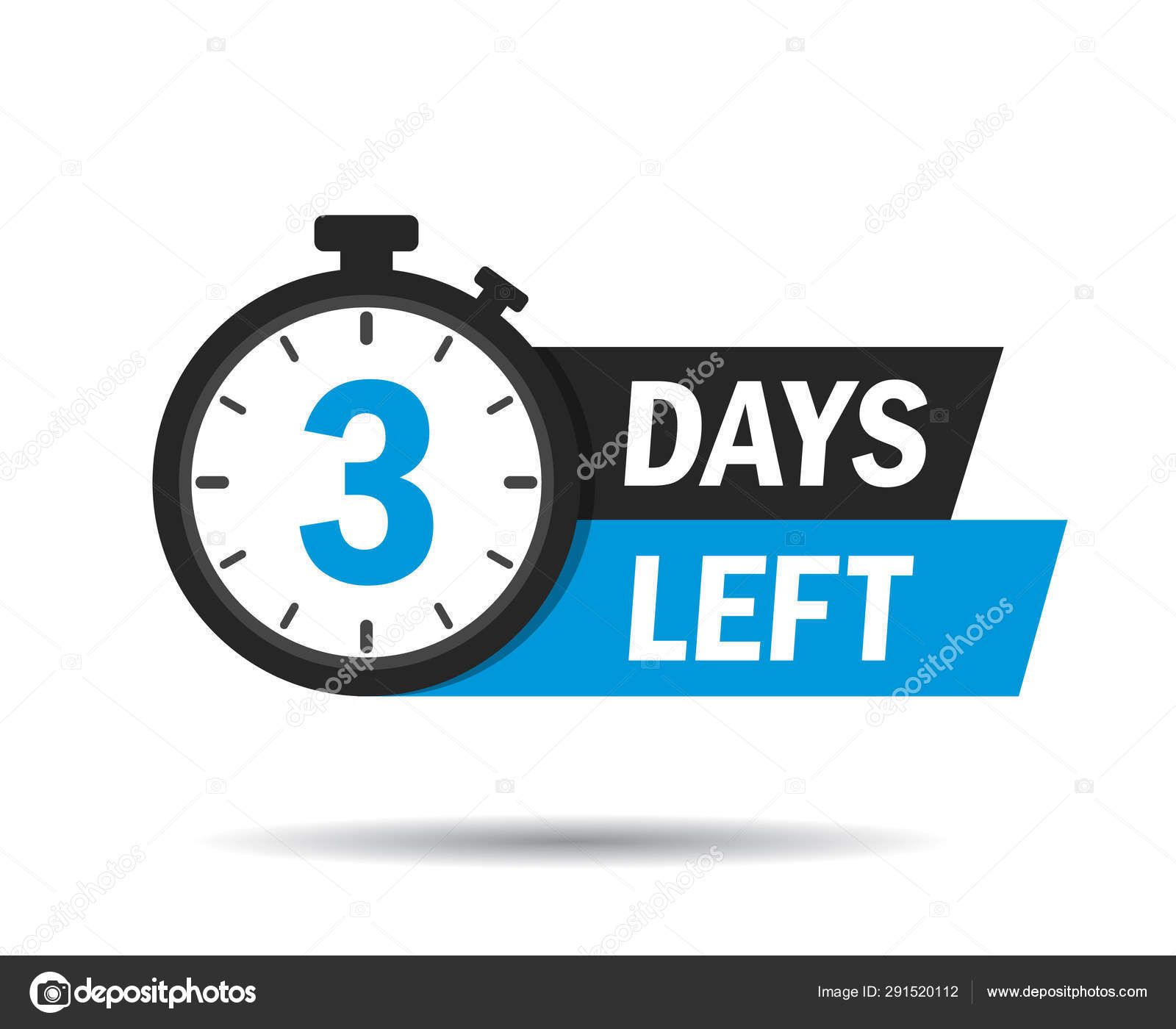 3 days left. Count timer icon. Vector emblem of 3 days left in flat ...