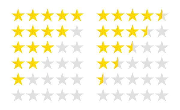 Conjunto de estrellas de clasificaci n. Revisi n del cliente con el icono de la estrella de oro ...