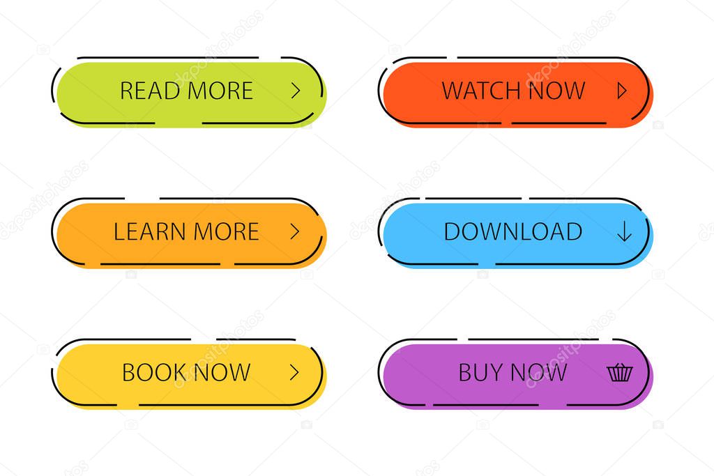 Set de botón moderno para infografía, web, banner. Icono de acción de ...