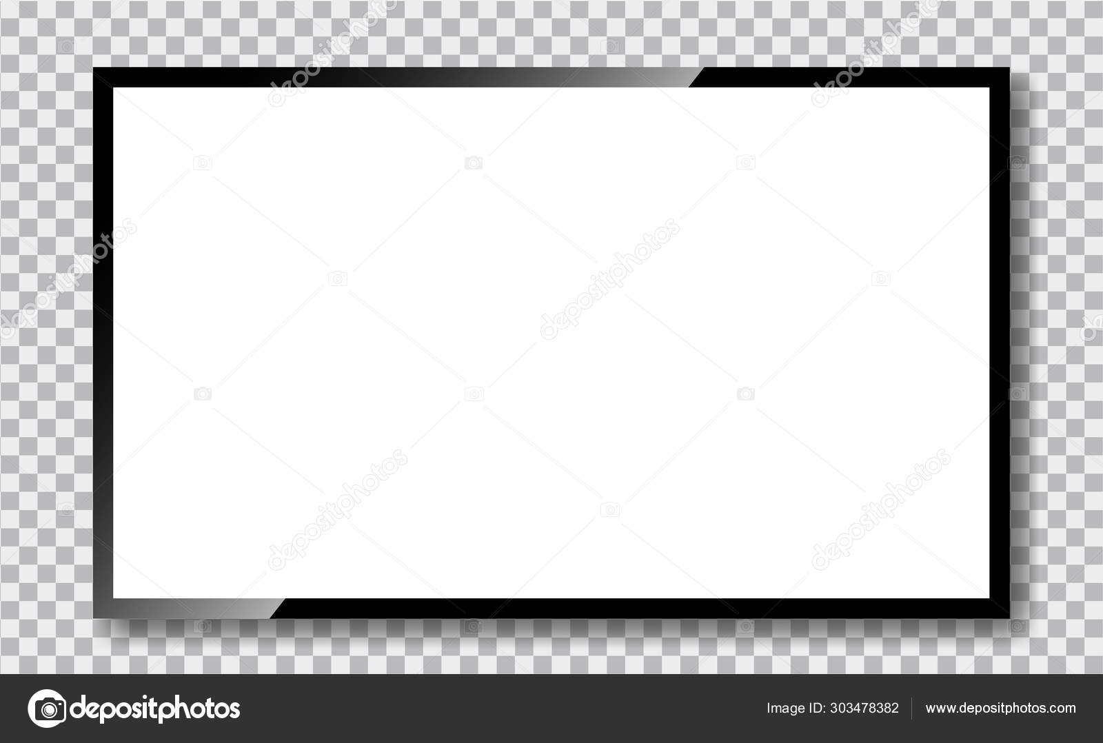 Tv screen with glass reflection on transparent background. Tv monitor ...