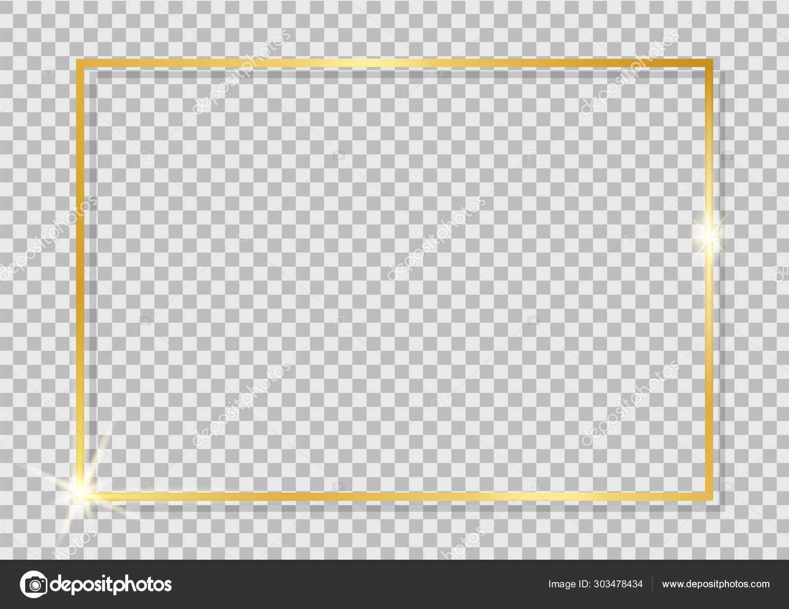 Gold shiny frame. Golden luxury realistic square border. Modern gold ...