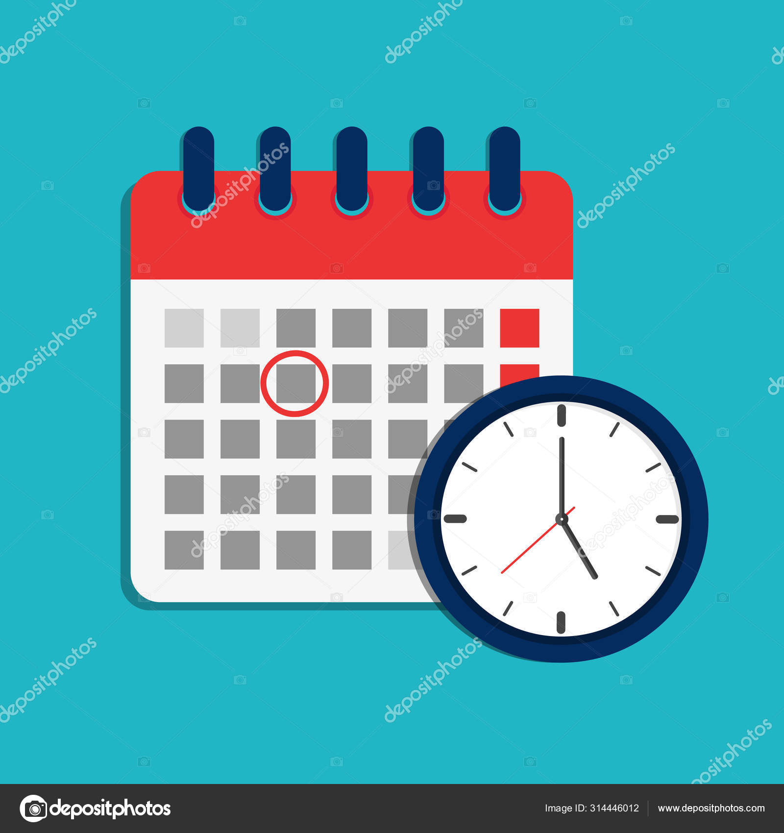 Calendar schedule and clock icon. Time appointment, reminder date ...